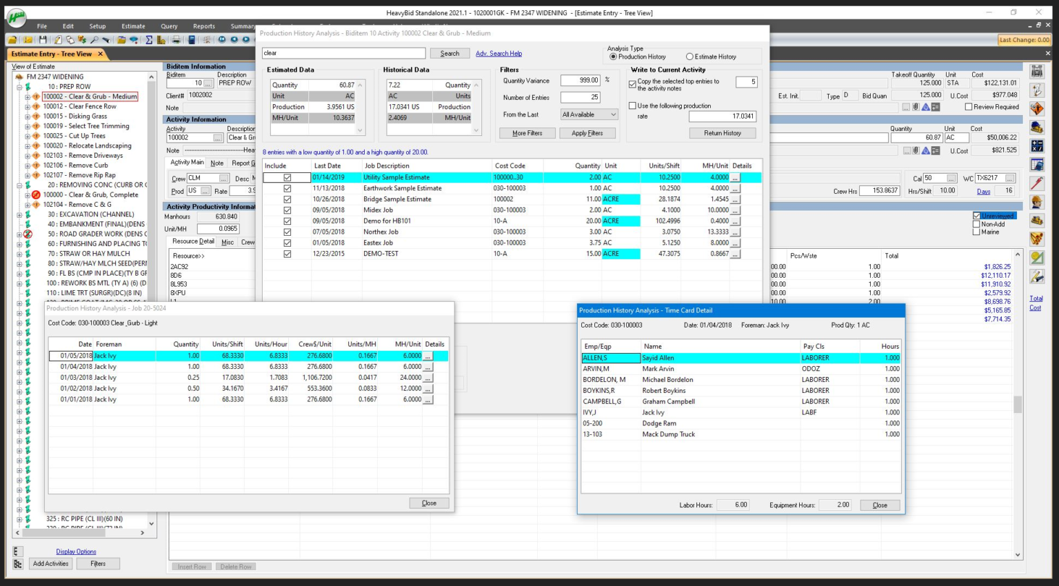 Foreman Timecard & Job Production History | HCSS Success